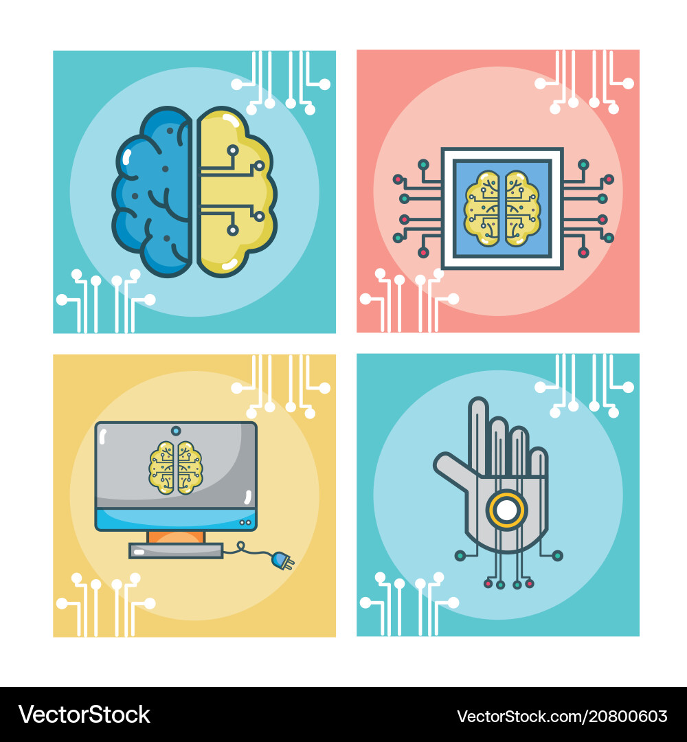 Set of artificial intelligence Royalty Free Vector Image