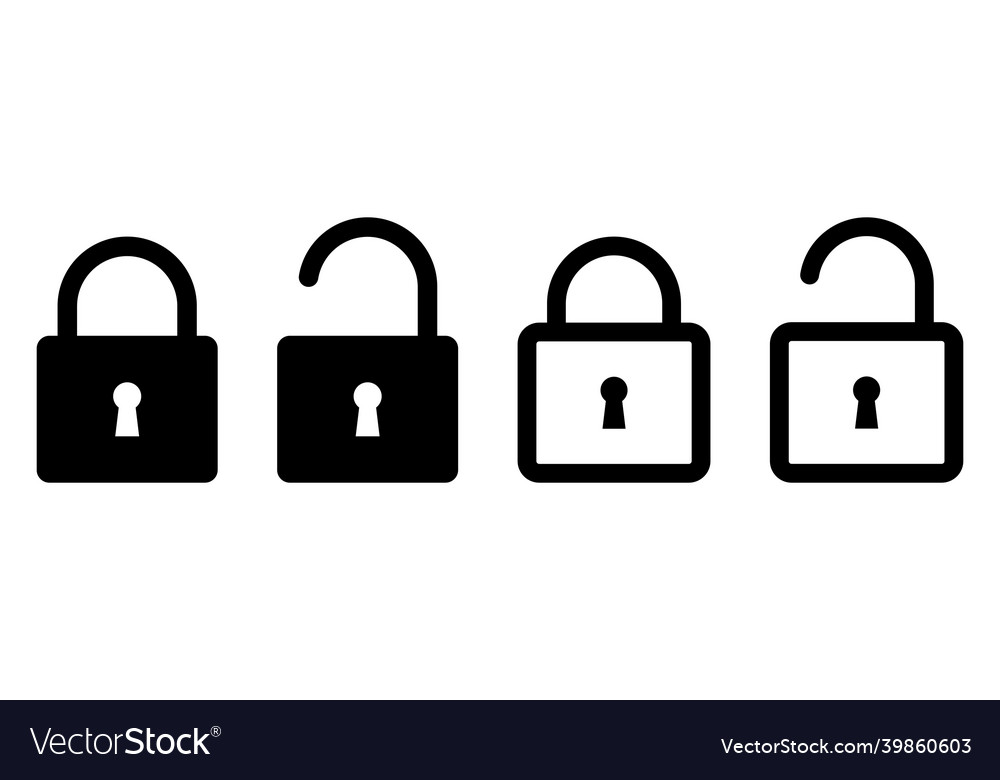 Set of lock icons line art and flat style Vector Image