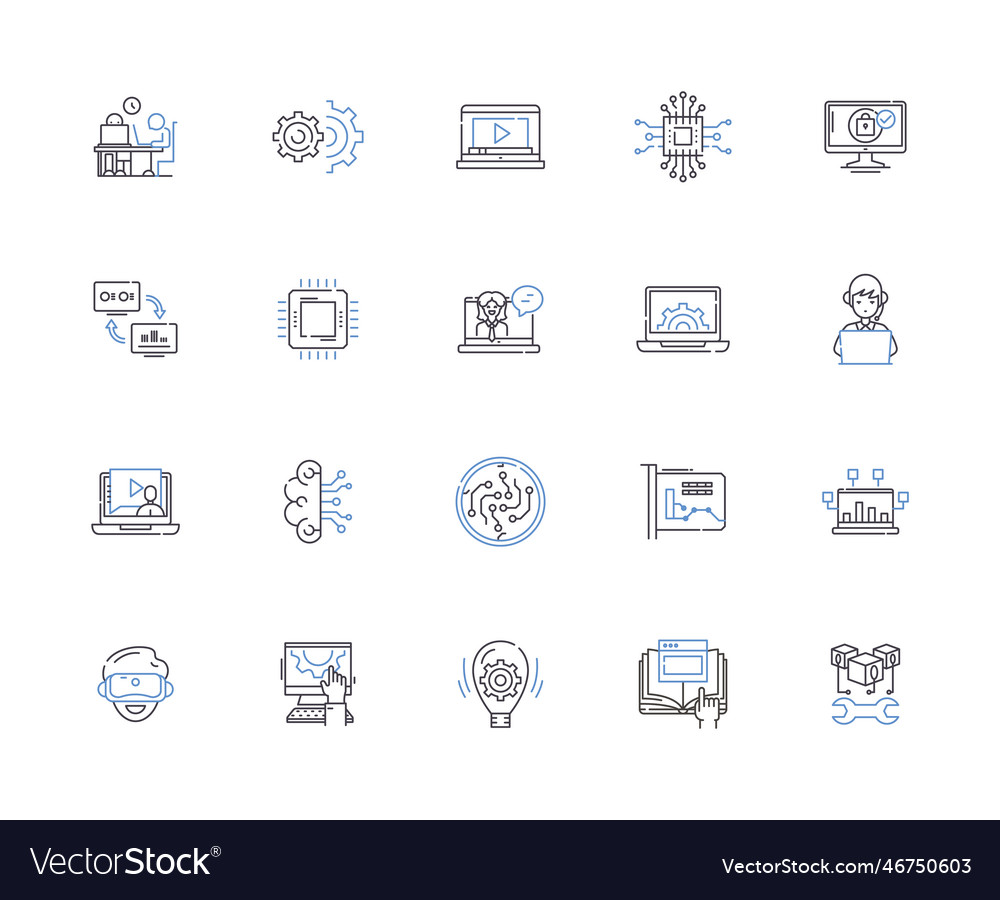 Website outline icons collection website webpage Vector Image