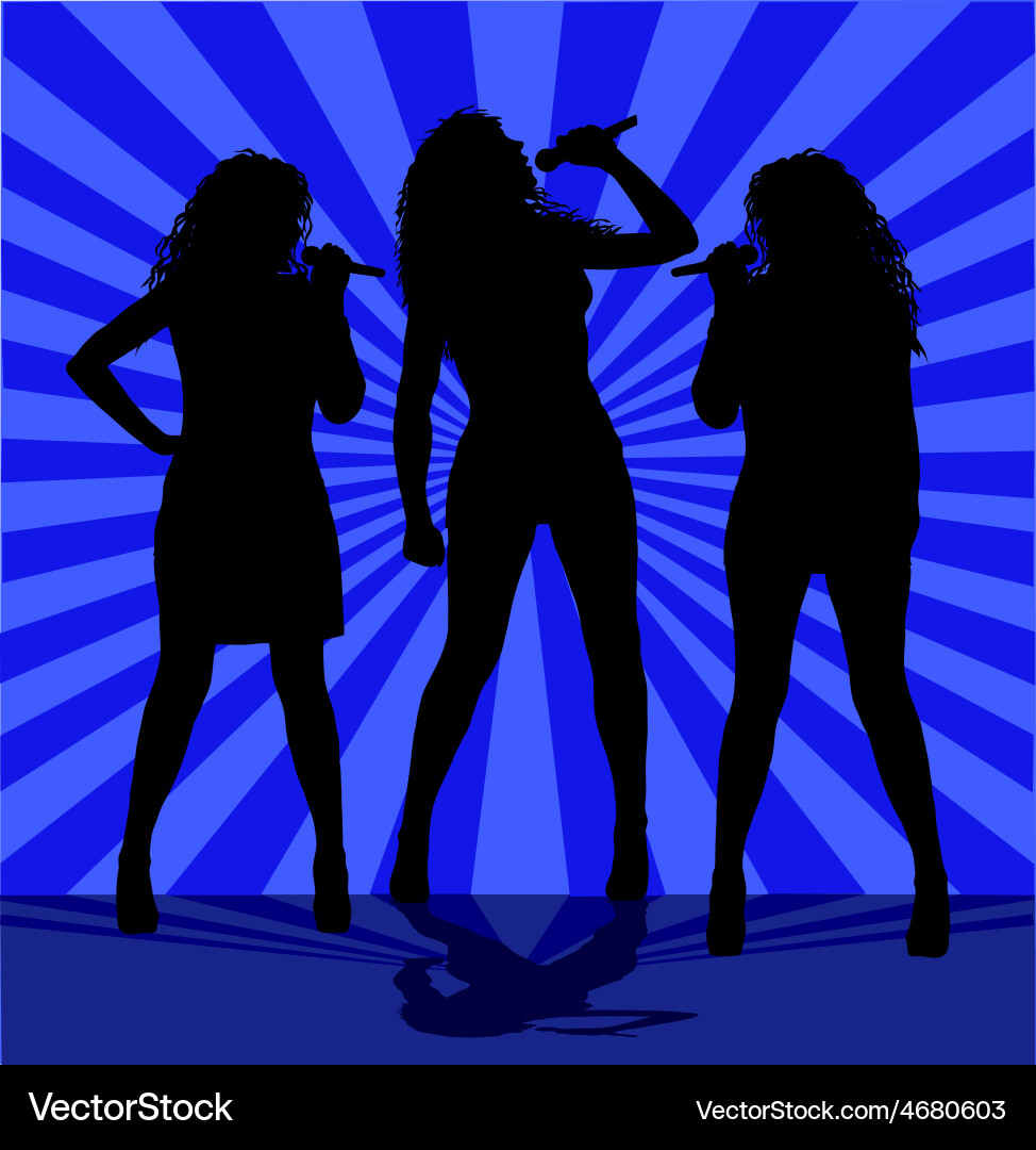 Woman singers on the blue Royalty Free Vector Image