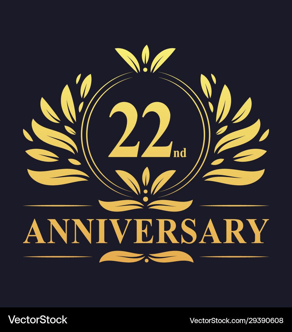 22nd anniversary logo 22 years design Royalty Free Vector