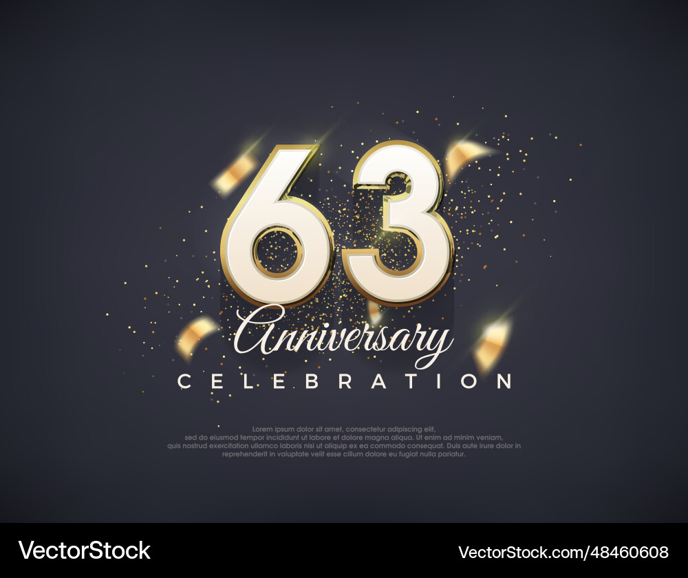 63rd anniversary number with fancy numerals Vector Image