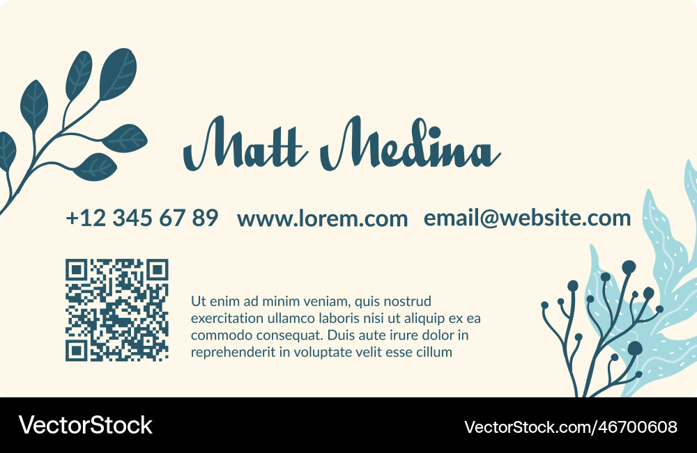 Business or calling card with personal information