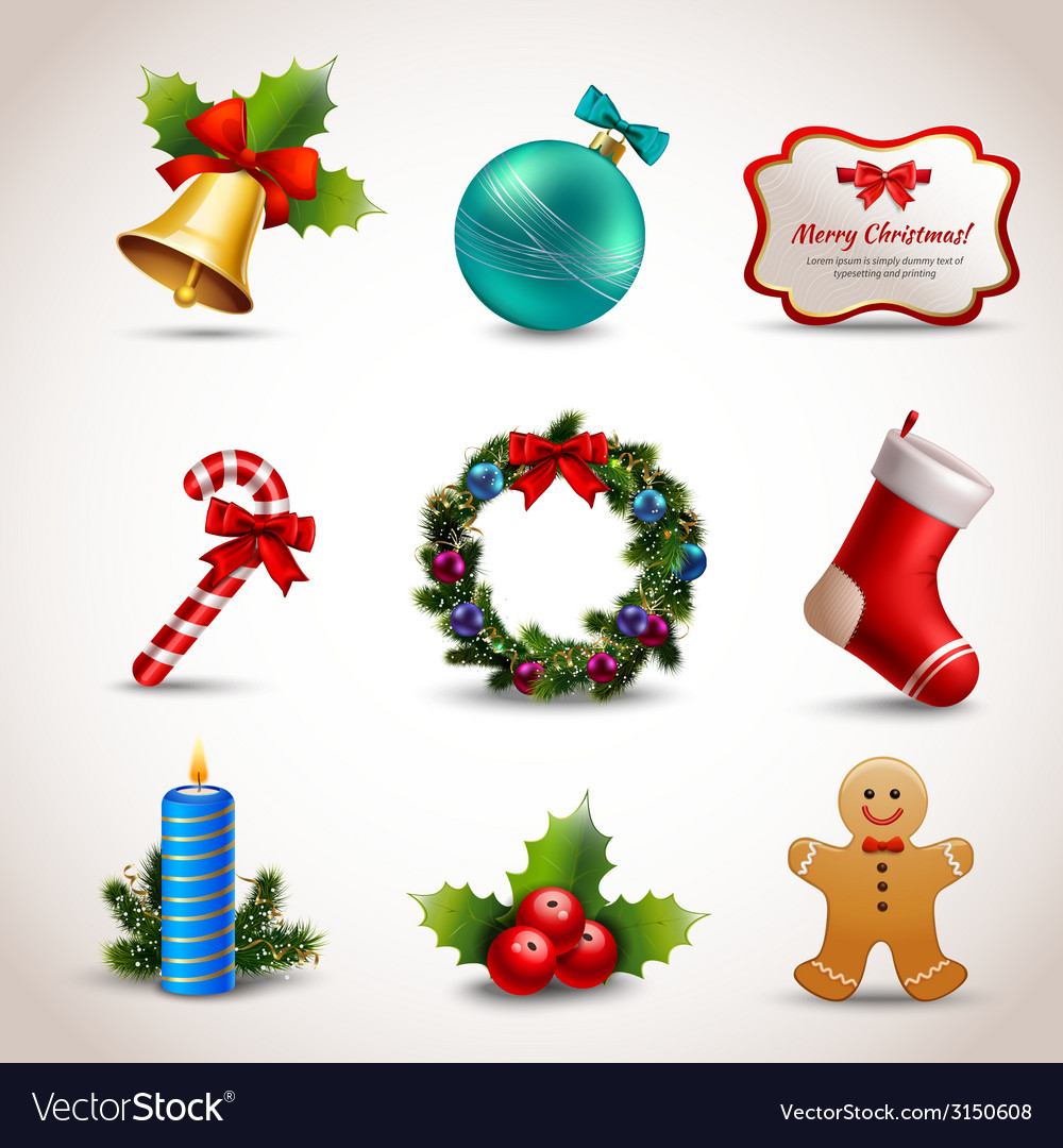 Christmas icons set Royalty Free Vector Image - VectorStock