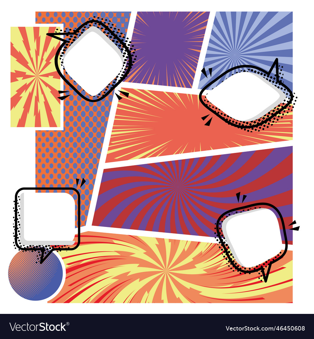 Colored comic page with empty speech bubbles Vector Image