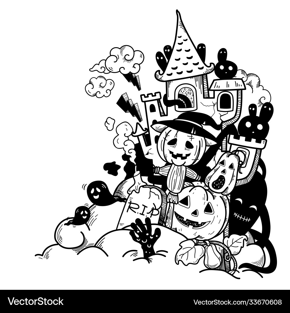 Hand drawn halloween Royalty Free Vector Image