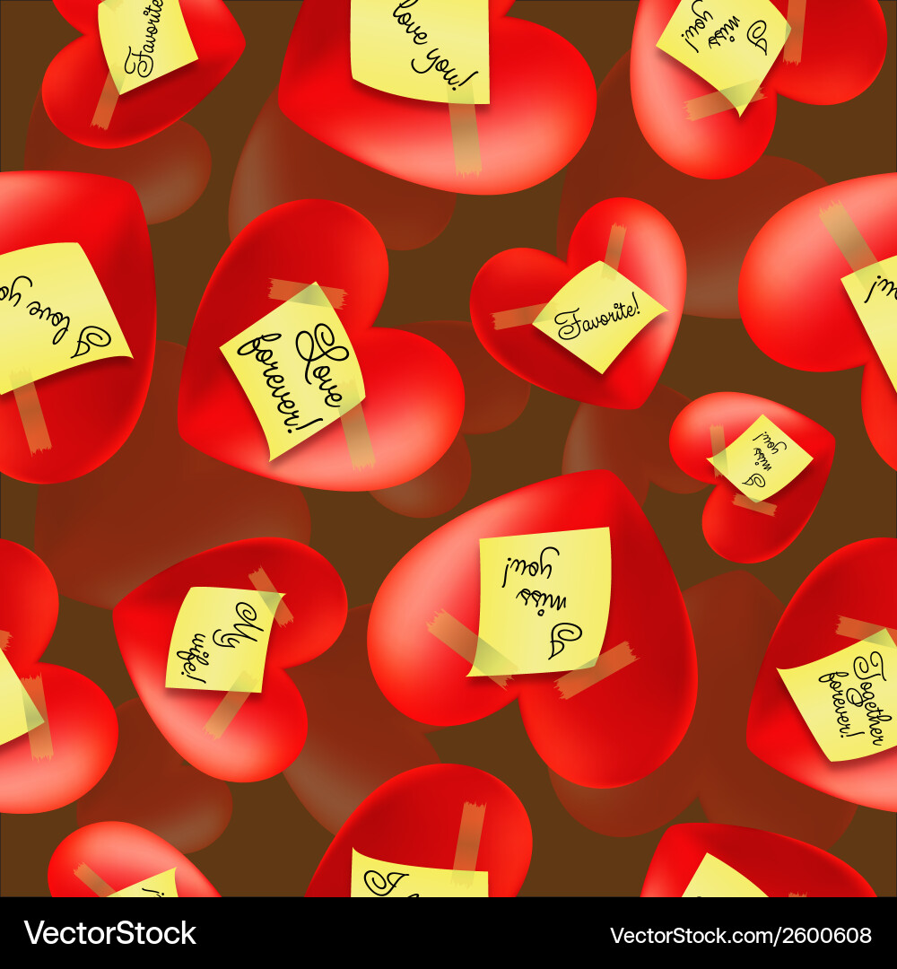 Hearts with stickers and inscriptions valentines Vector Image