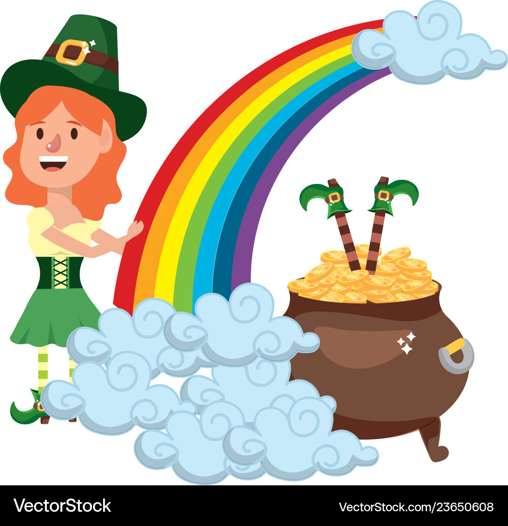 Leprechaun with pot of gold Royalty Free Vector Image