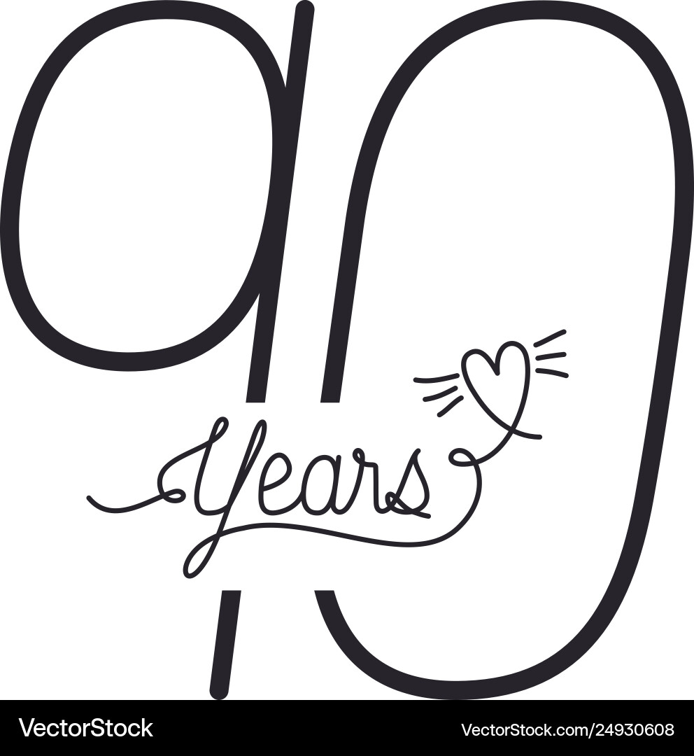 Number 90 for anniversary celebration card icon Vector Image