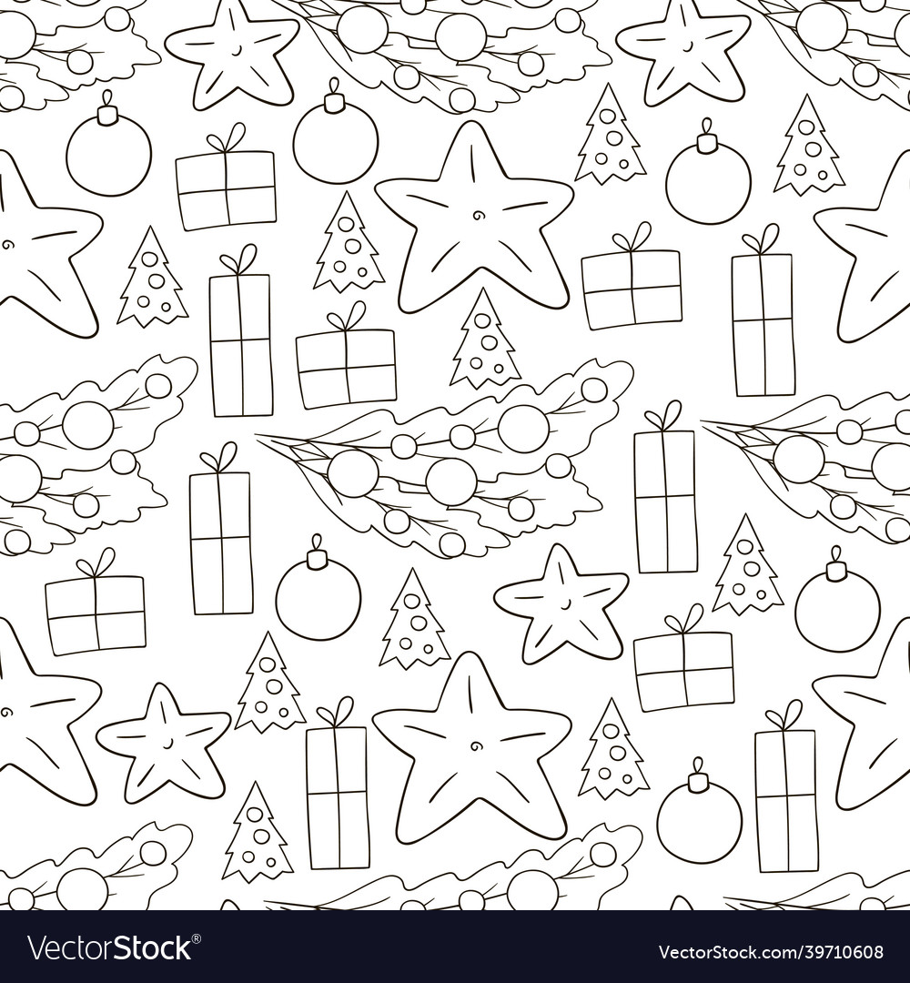 Seamless pattern christmas tree decorations Vector Image