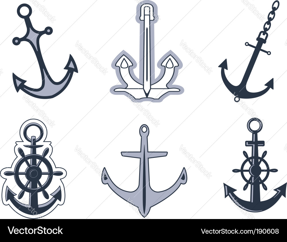 Set of anchor symbols Royalty Free Vector Image