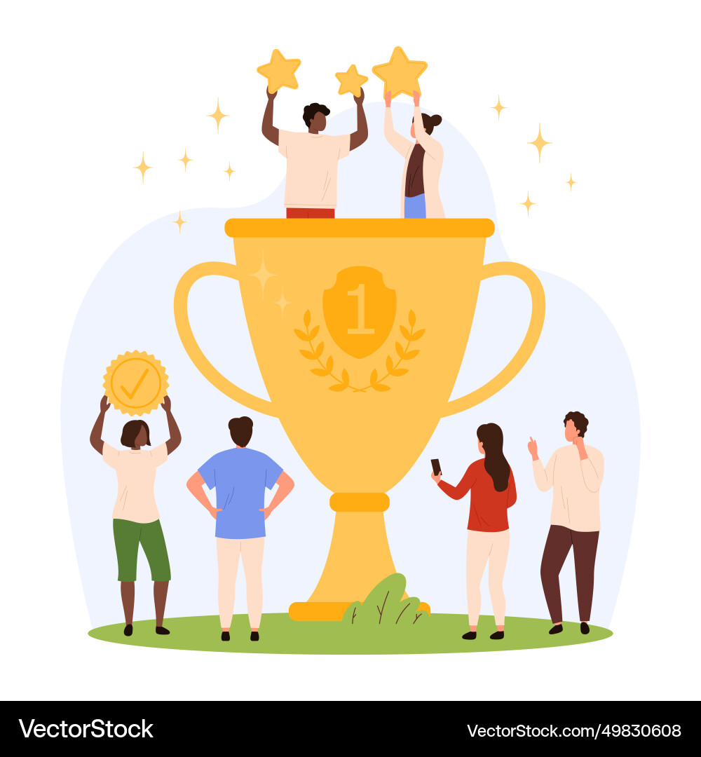 Victory teamwork goal achievement team of tiny Vector Image