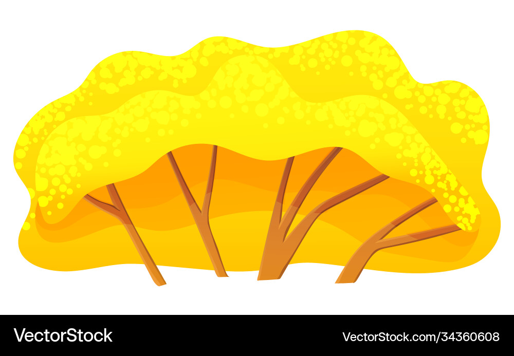 Yellow bright autumn tree or bush with a lush Vector Image