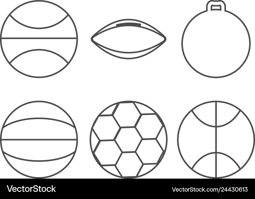 Balls set icons outline on white background Vector Image
