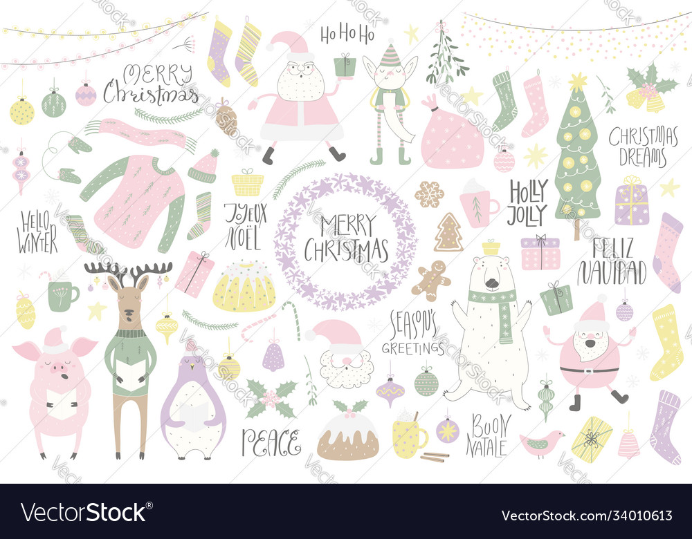Big christmas set Royalty Free Vector Image - VectorStock