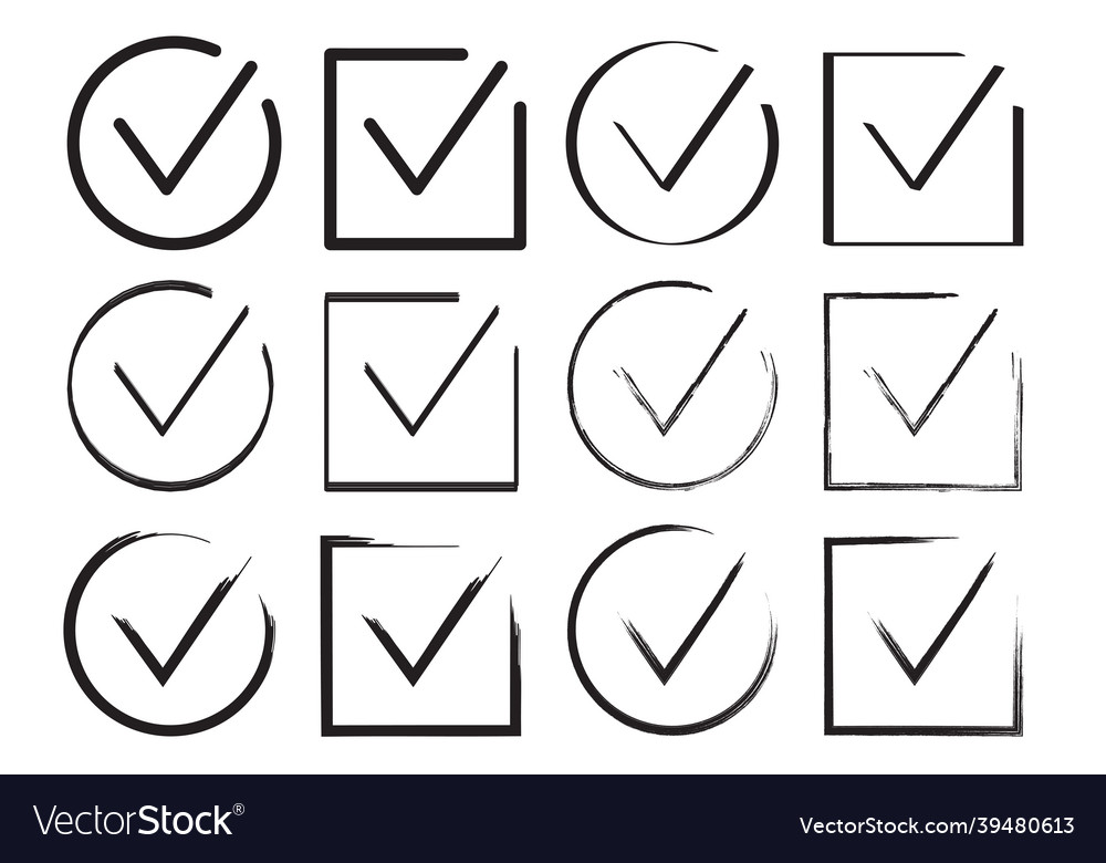 Black cross mark icon set circle square frames Vector Image