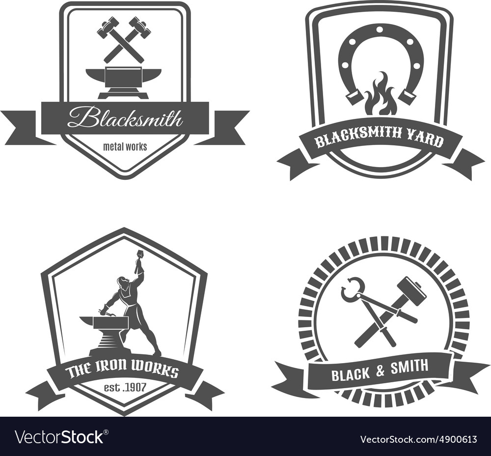 Blacksmith labels Royalty Free Vector Image - VectorStock