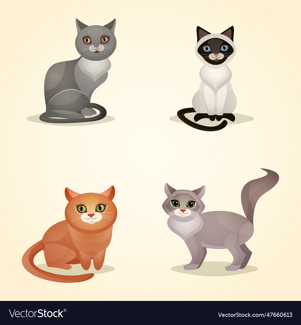 Cat set isolated Royalty Free Vector Image - VectorStock