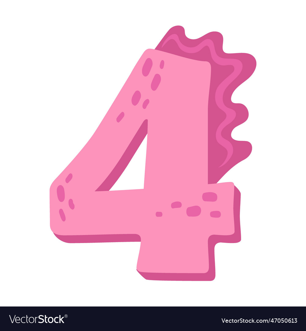 Colorful number four with dinosaur spikes Vector Image Colorful number four with dinosaur spikes Vector Image