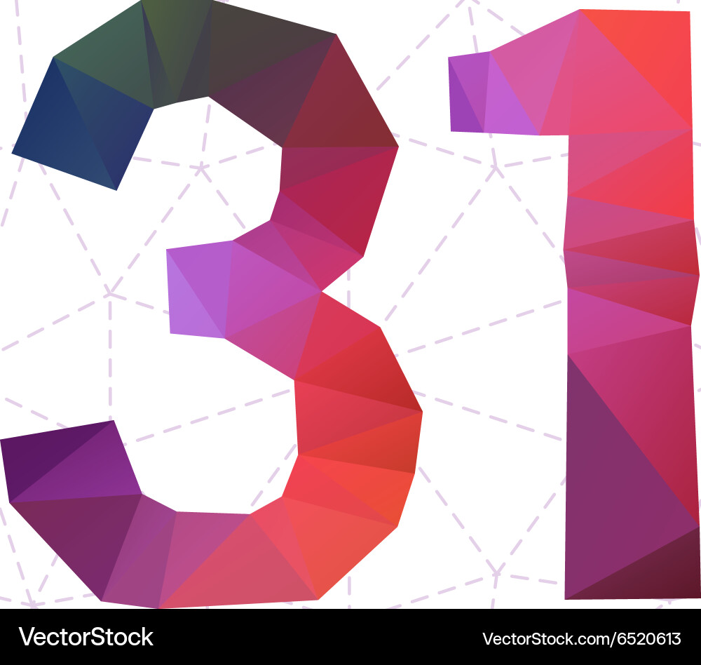 Colorful polygonal anniversary logo 2 031 Vector Image