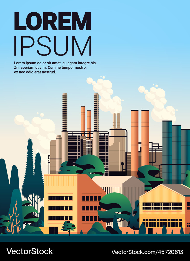 Energy generation plant with chimneys electricity Vector Image