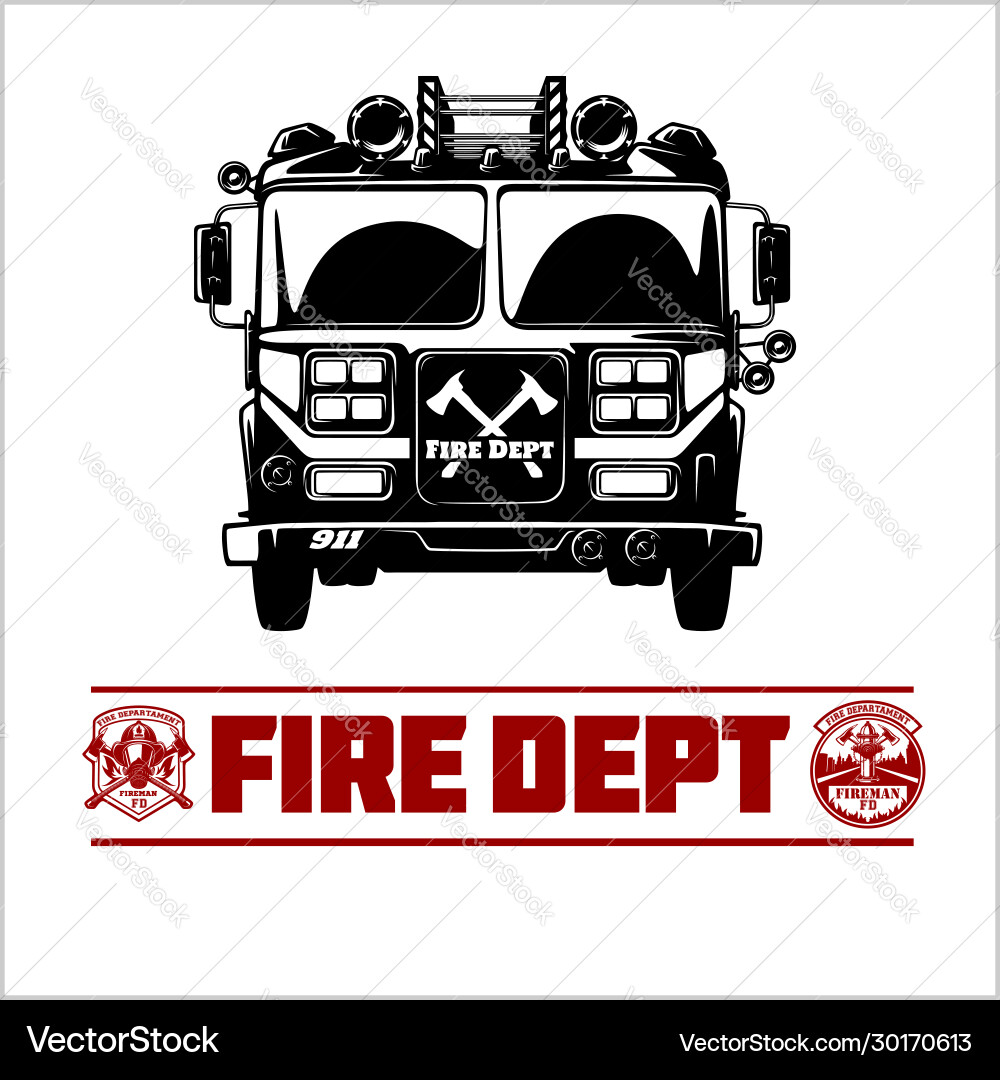 Fire truck - departament emblem Royalty Free Vector Image