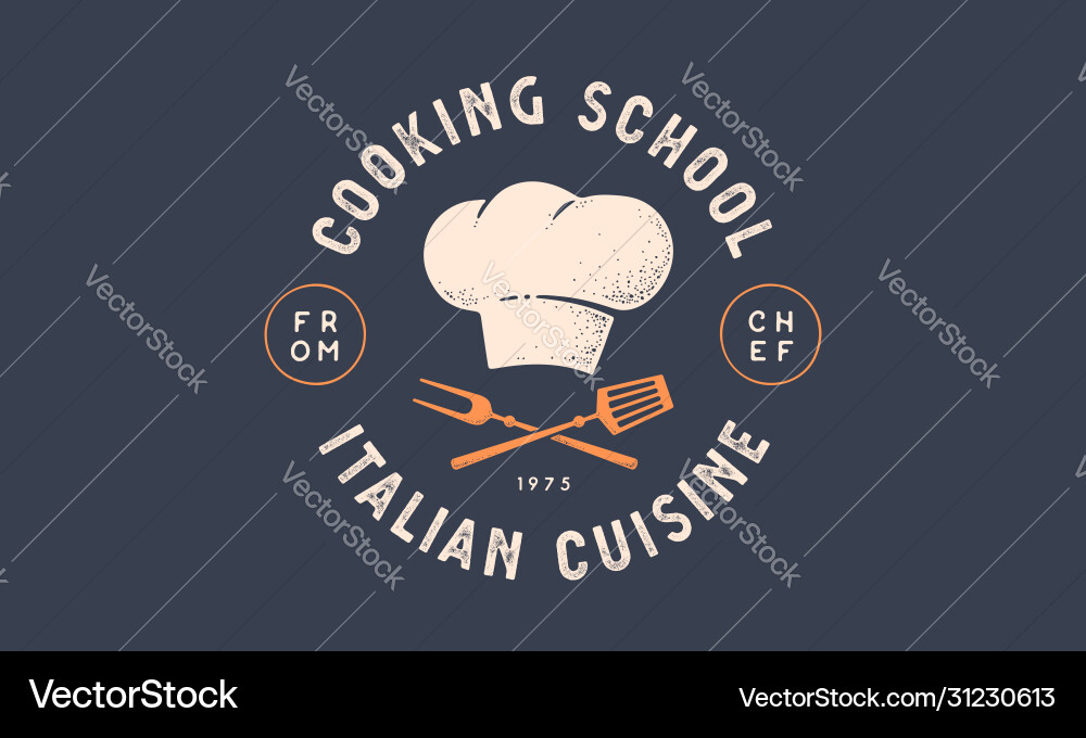 Food logo for cooking school class Royalty Free Vector Image