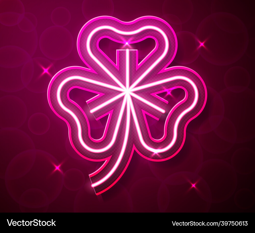 Glowing neon line clover trefoil leaf icon Vector Image