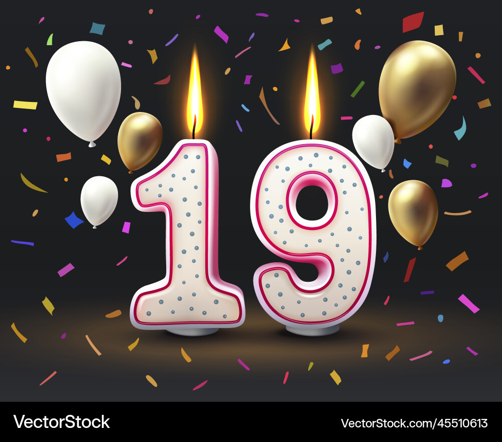 Happy birthday years 19 anniversary Royalty Free Vector
