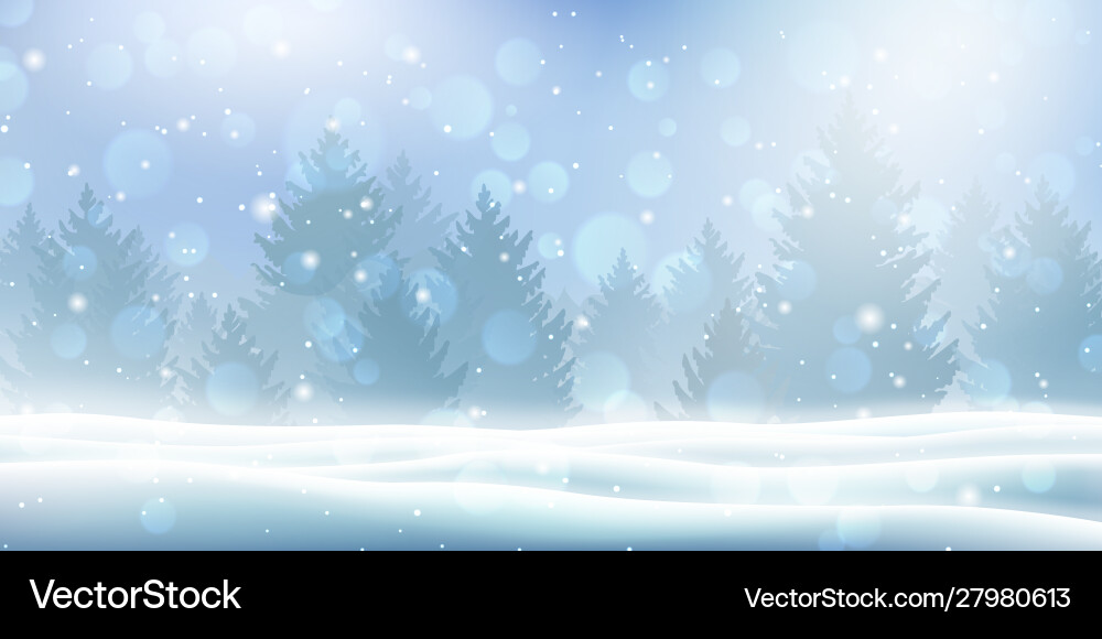 Holiday winter landscape with snow and tree Vector Image