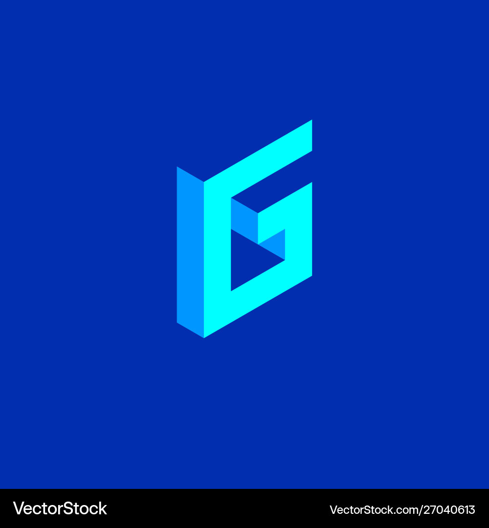 Letter g isometric projection picture cubes Vector Image