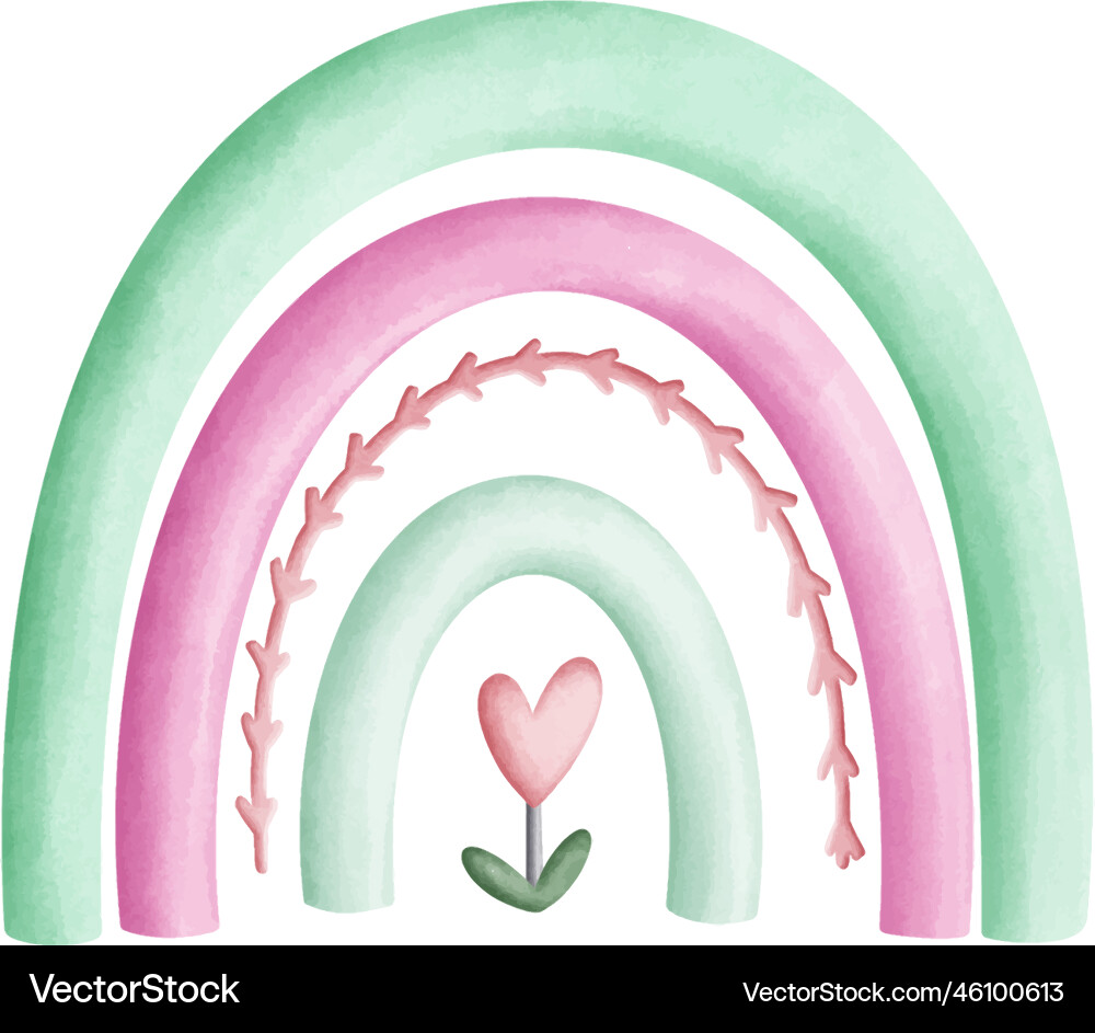 Love pastel rainbow cute romantic watercolor Vector Image