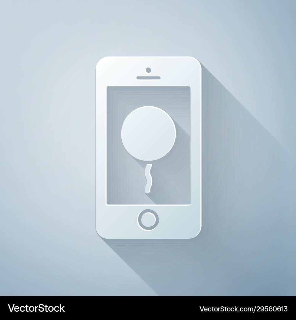 Paper cut mobile phone with birthday message icon Vector Image