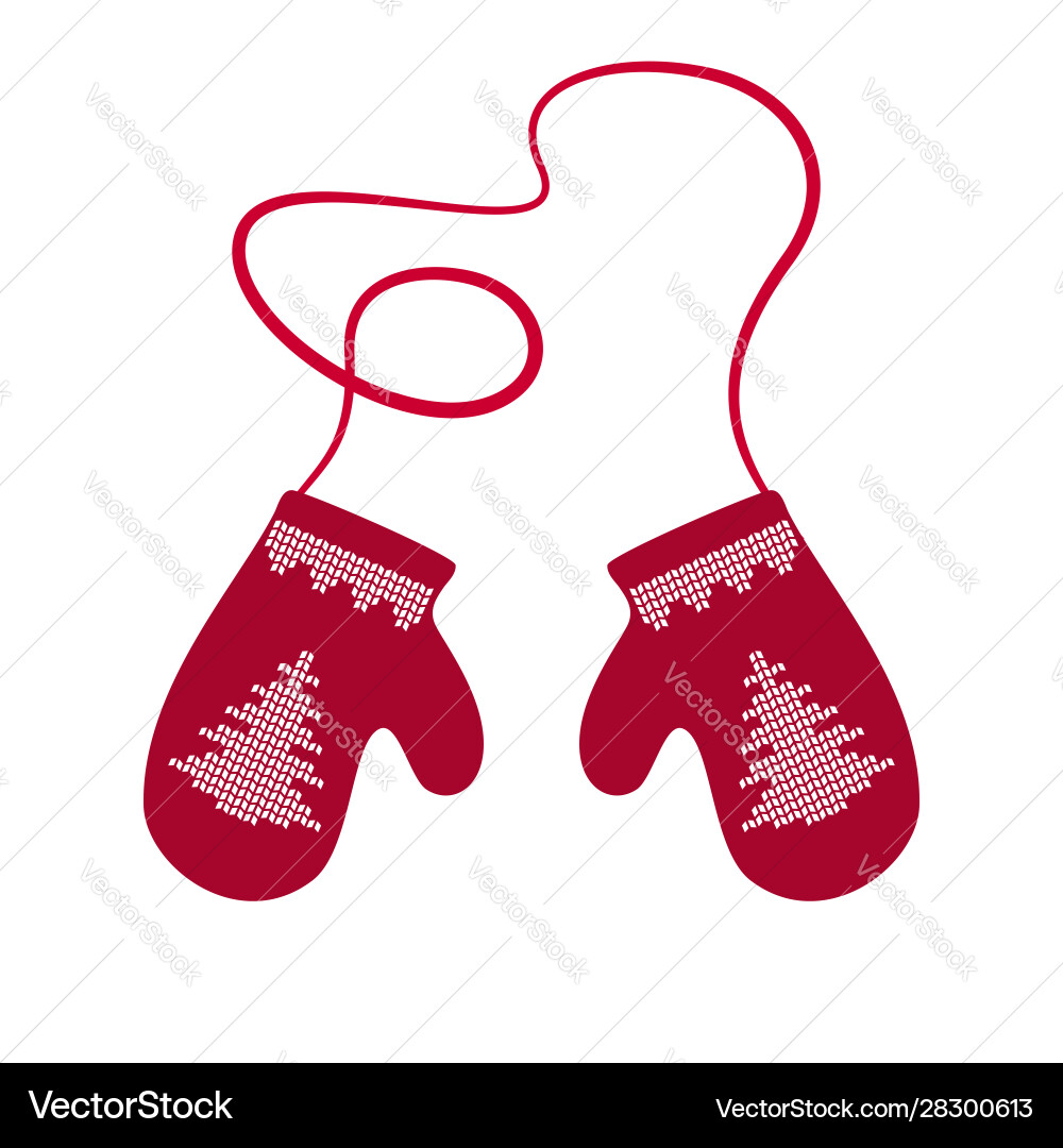 Red winter warm mittens Royalty Free Vector Image