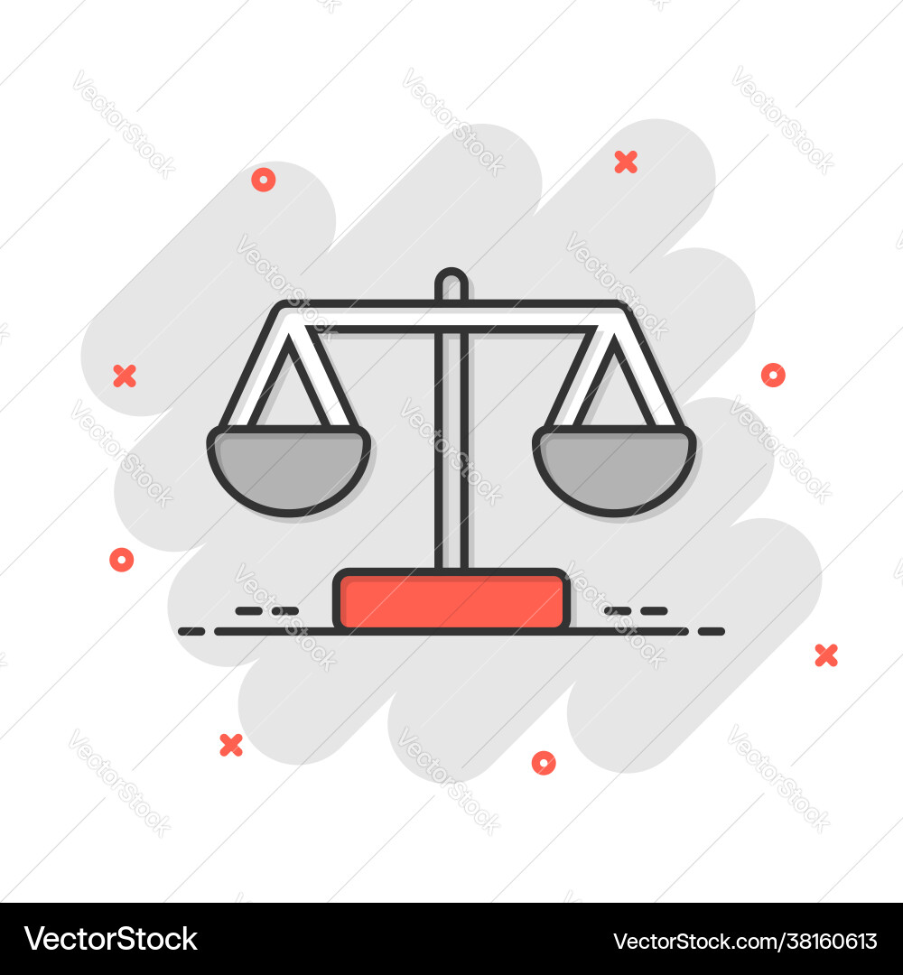 Scale balance icon in comic style justice cartoon Vector Image