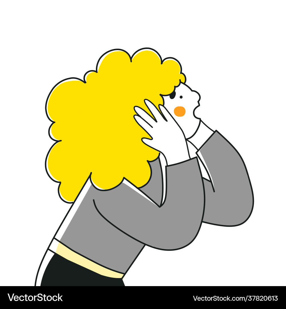 Scared woman cartoon character flat Royalty Free Vector