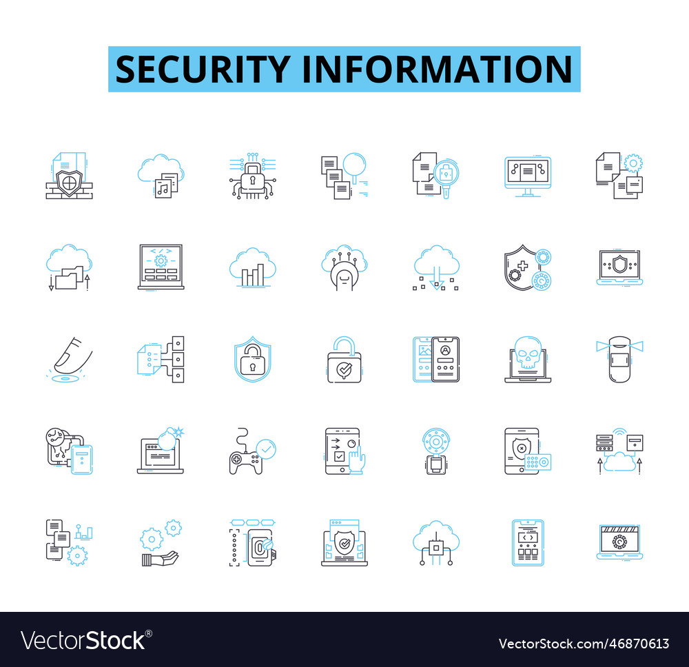 Security information linear icons set encryption Vector Image