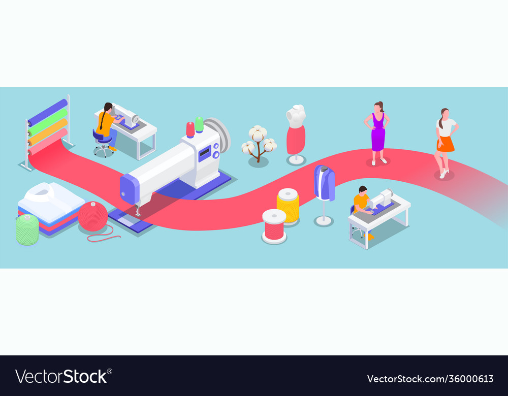 Textile Industry Pipeline Composition Royalty Free Vector