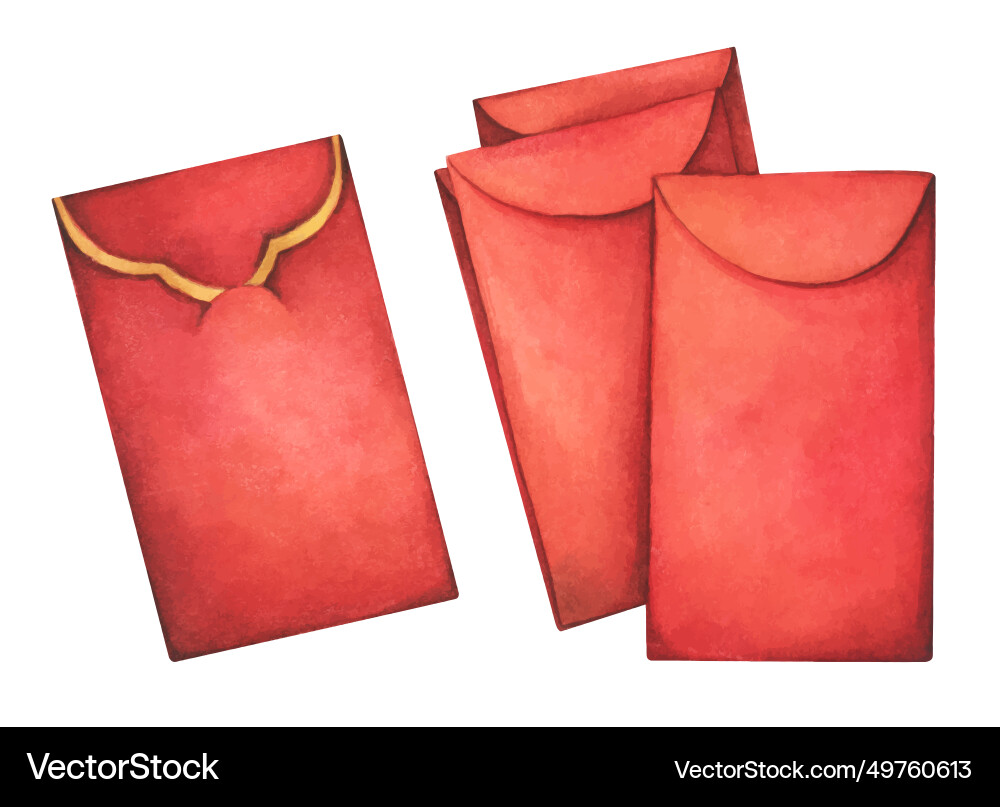 Watercolor of red envelop Royalty Free Vector Image