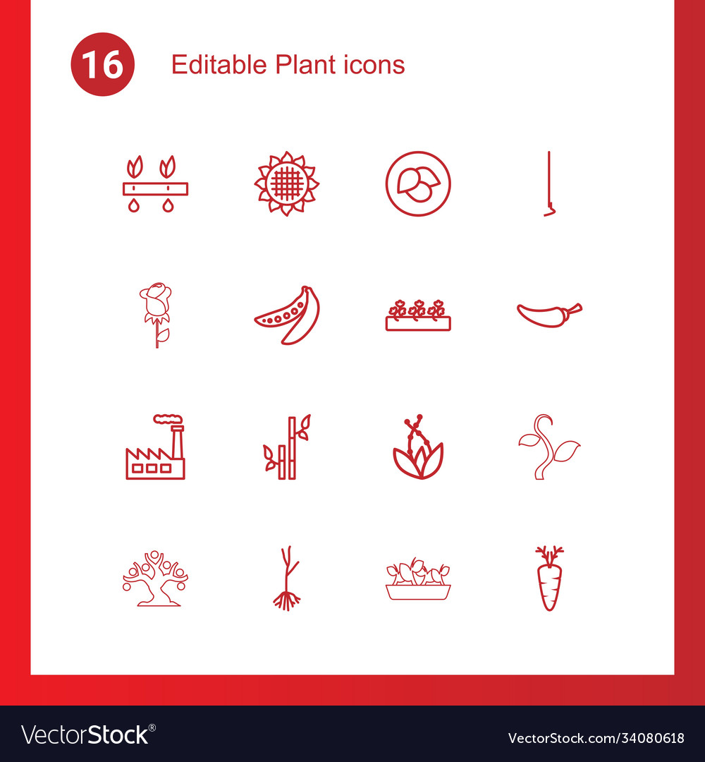 16 plant icons Royalty Free Vector Image - VectorStock