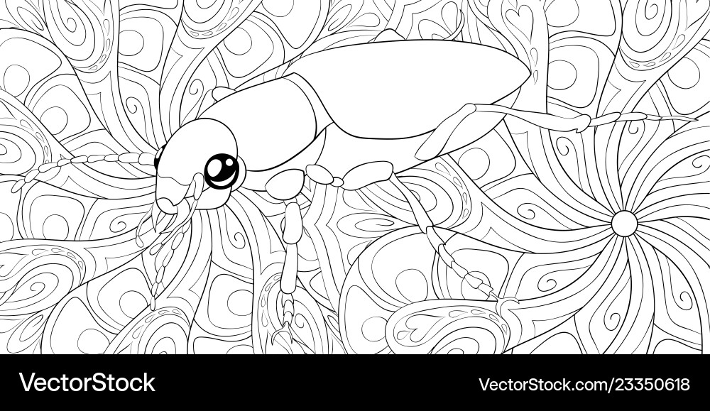 Adult coloring bookpage a cute bug Royalty Free Vector Image