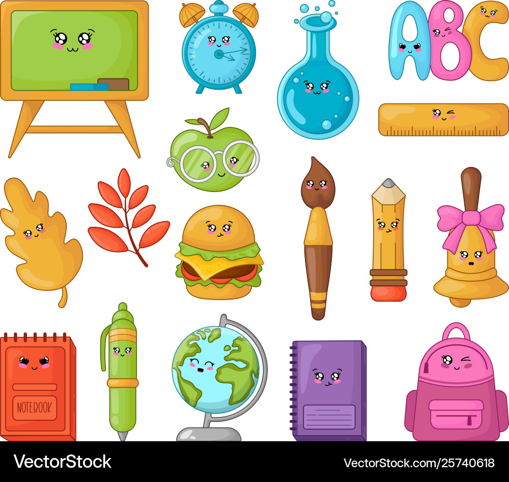 Back to school kawaii Royalty Free Vector Image