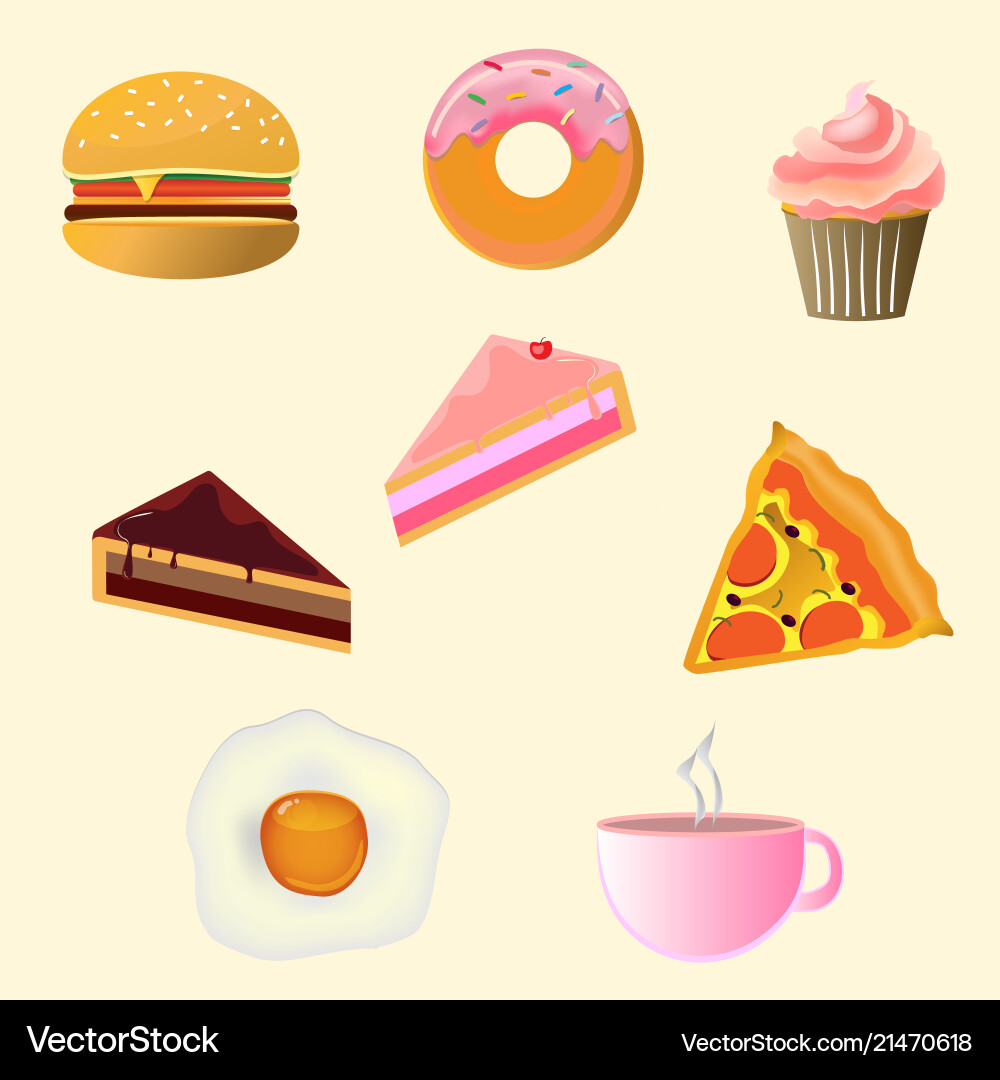 Breakfast food and beverage Royalty Free Vector Image