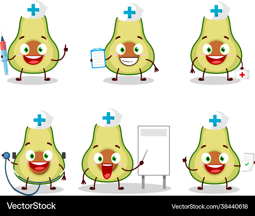 Doctor profession emoticon with slice avocado Vector Image