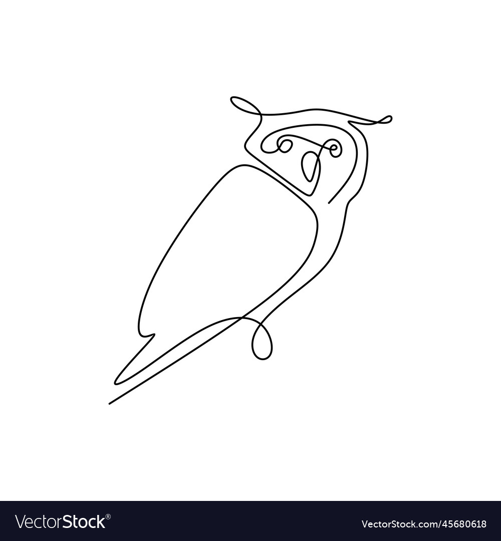 Drawing a continuous line of owls with a simple Vector Image