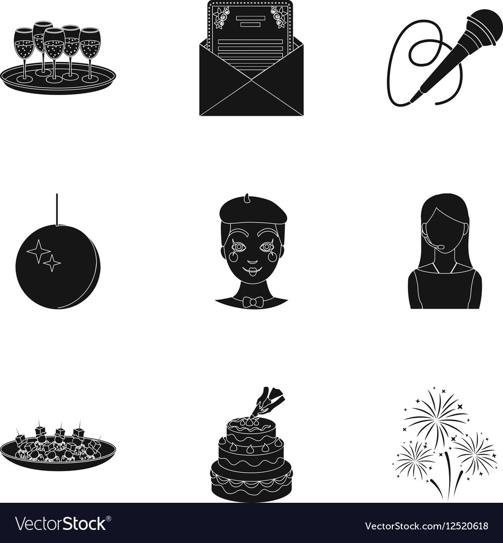 Event service set icons in black style big Vector Image