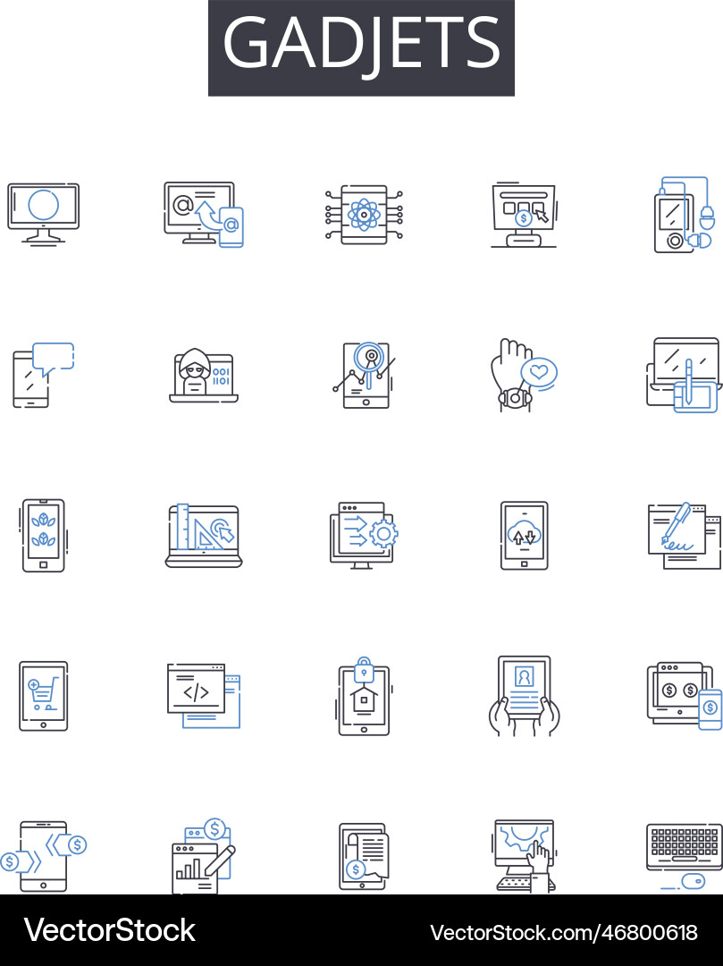 Gadjets line icons collection electronics Vector Image