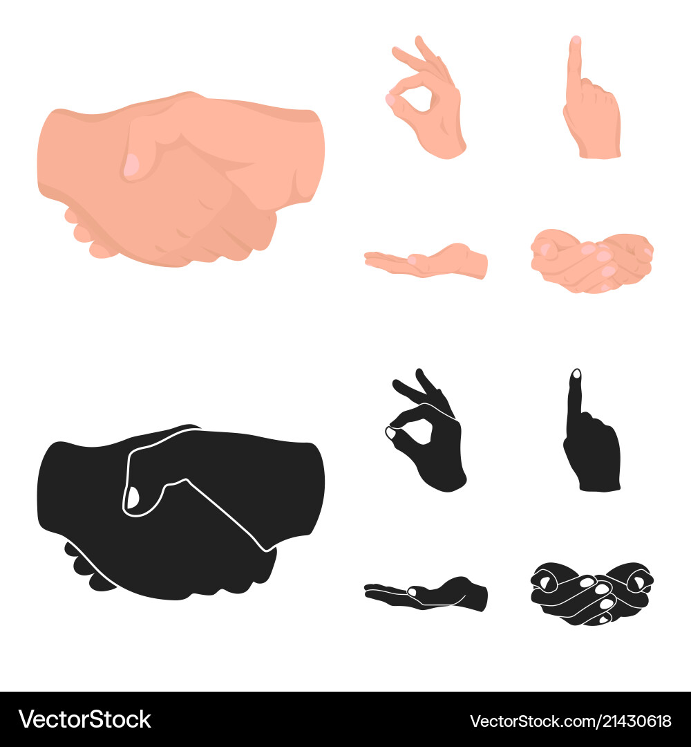 Handshake okay index up palm hand gesturesv Vector Image