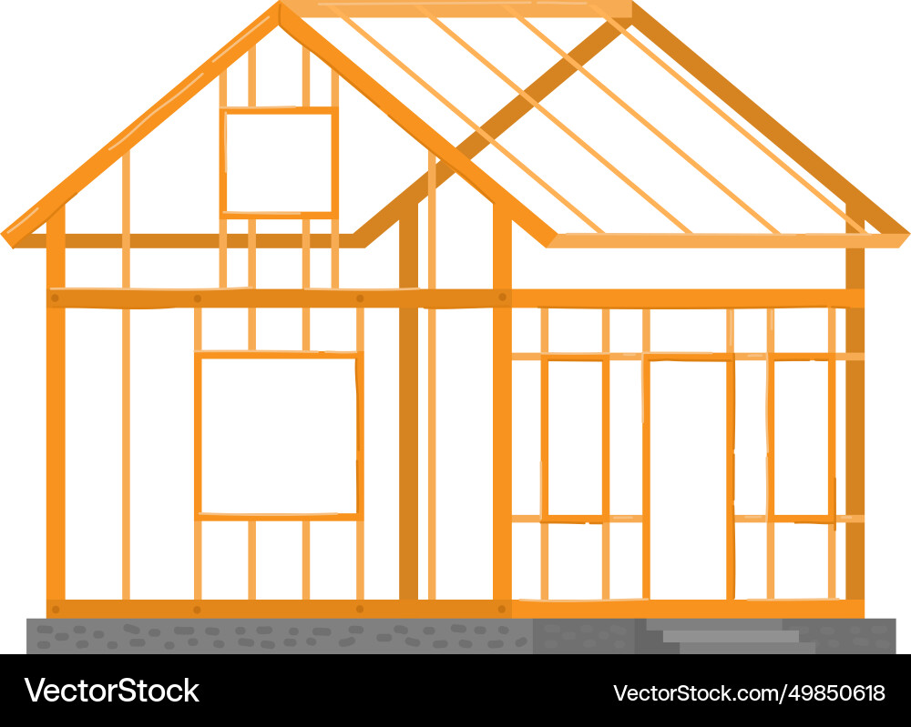 House frame construction with wooden beams Vector Image