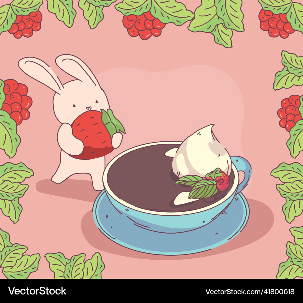 Kawaii rabbit and chocolate Royalty Free Vector Image
